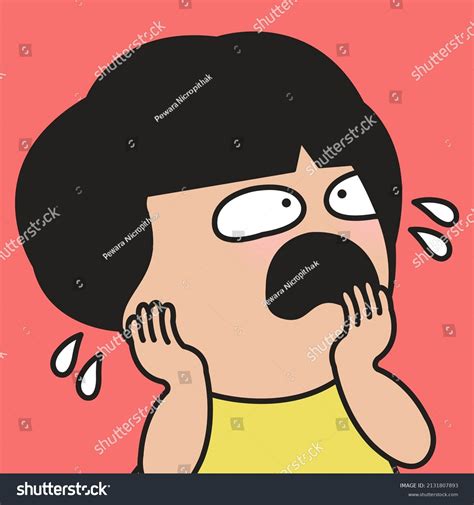 Closeup Portrait Panic Girl Nervous Face Stock Vector Royalty Free