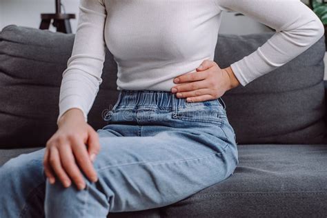 Flatulence Young Woman With Pain Stomach Ache Suffer From Food