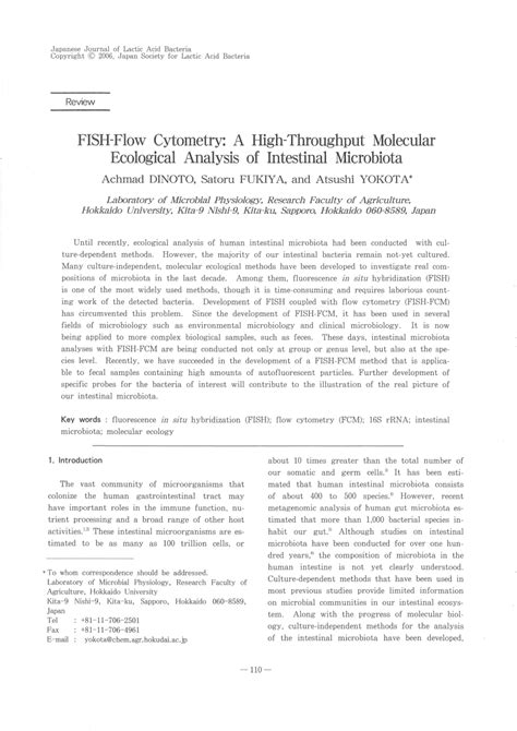 Pdf Fish Flow Cytometry A High Throughput Molecular Ecological