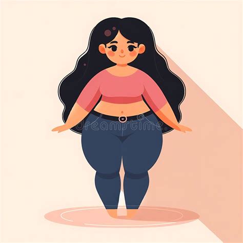 Simple Illustration Isolated A Cute Young Woman With Voluptuous Curves