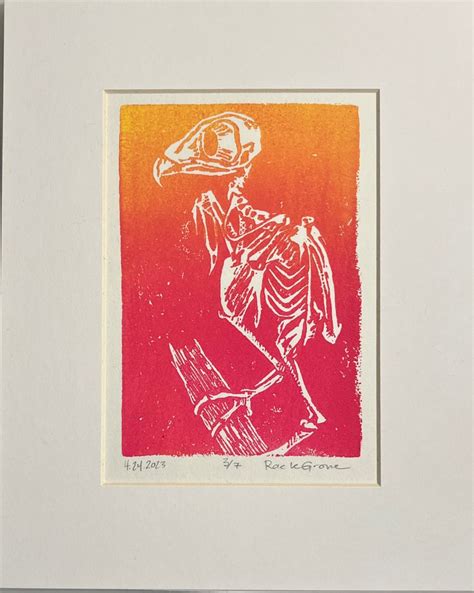 Owl Skeleton Original Print Etsy