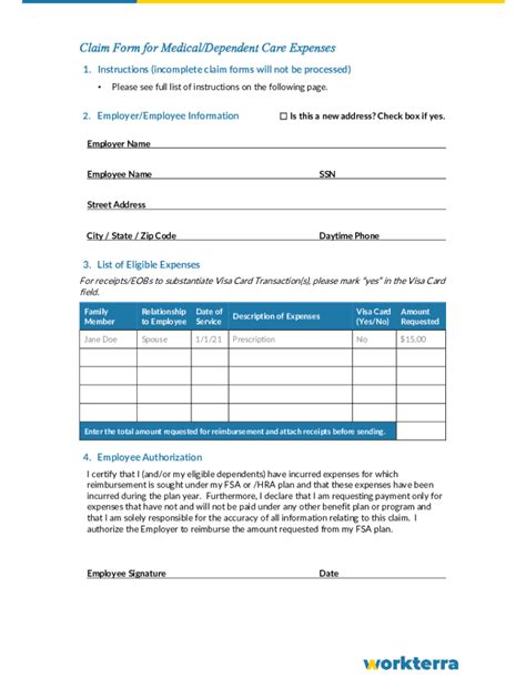 Fillable Online Workterra Health And Dependent Care Claim Form Fax Email