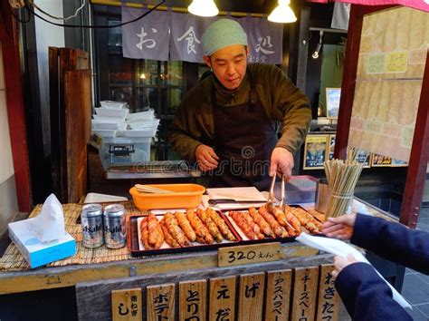 A Vendor Selling Street Food In Kyoto Japan Editorial Image Image Of