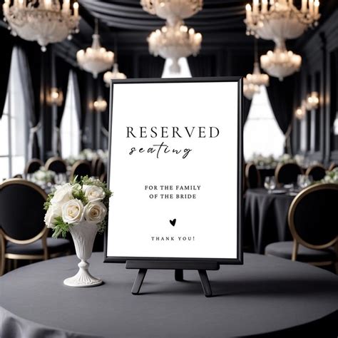 Reserved Seating Sign Template Wedding Reserved For Bride Signage