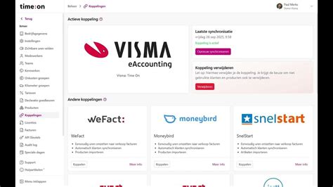 Time On Koppelen Met Visma Eaccounting Youtube