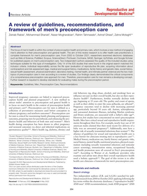 Pdf A Review Of Guidelines Recommendations And Framework Of Mens