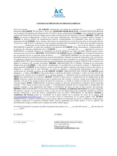 Contrato Servicios Jurídicos Cliente Pdf Los Consumidores