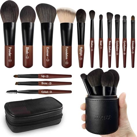 Jilier Travel Makeup Brush Set 14 Pcs Mini Makeup Brushes