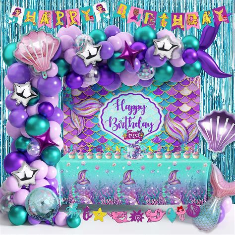 109pcs Mermaid Theme Birthday Decorations For Girl Mermaid