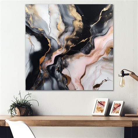 Mercer41 Black Gold Texture Splash Marble Abstract Marble Metal Wall Décor Wayfair Canada