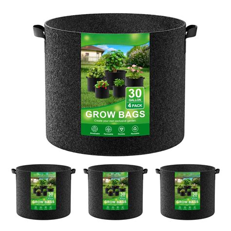 Choii 4 Pack Fabric Grow Bags 30 Gallon300g Thickened Nonwoven Plant