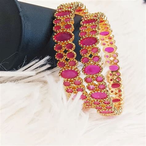 Pink Brass Ladies Ruby Bangles Set Size 2 25 Inches At ₹ 800 Pair In Machilipatnam