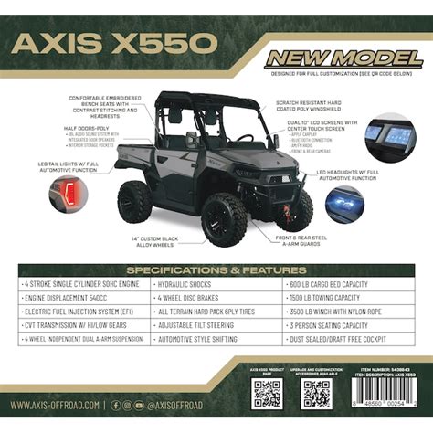 Axis X550 4wd Gas Utv Axis550gry At