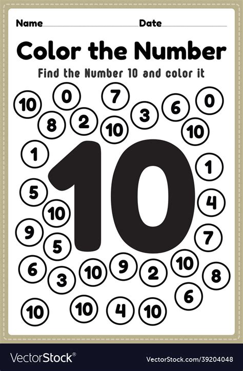 Number 10 Worksheet
