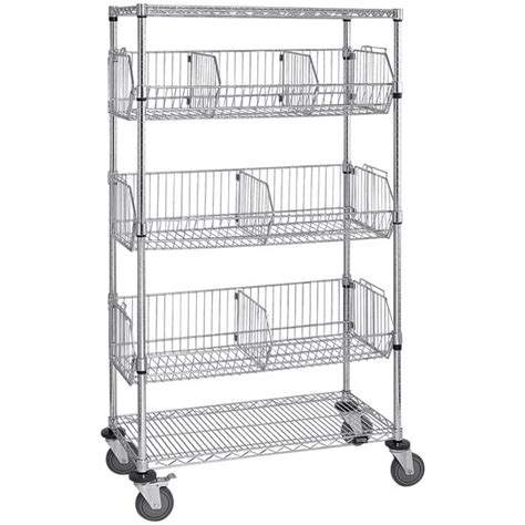 Quantum 18 X 48 X 69 Mobile 5 Tier Wire Basket Unit With 3 Basket