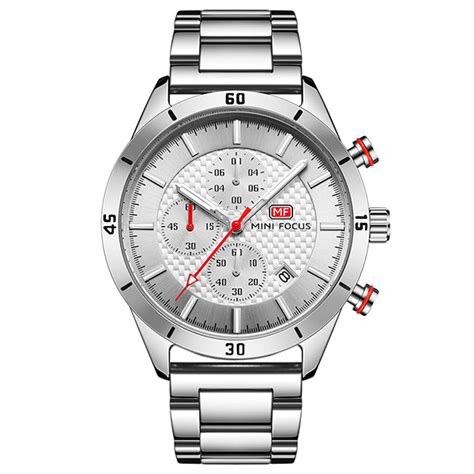 Mini Focus Silver Stainless Steel Silver Dial Chronograph Quartz Watch Dreams Pakistan