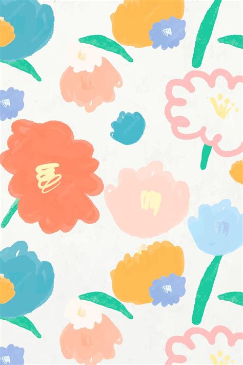 꽃 패턴 배경 벡터 손으로 그린 무료 벡터