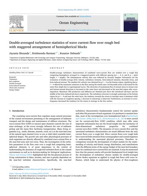 Pdf Double Averaged Turbulence Statistics Of Wave Current Flow Over Rough Bed With Staggered