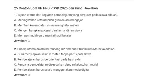25 Contoh Soal Up Ppg Pgsd 2025 Dan Kunci Jawaban Terbaru Jurnal Ngawi