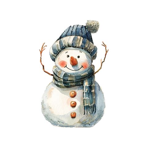 Premium Vector Cute Snowman Vector Illustration In Watercolour Style