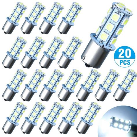 Podofo 20 Pcs Rv Interior Led Light Bulbs 1156 Ba15s 7506 6000k Pure