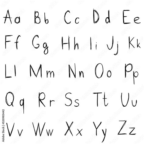 Hand Drawn Vector English Alphabet Modern Signature Font With Upper