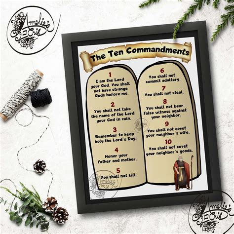 The Ten Commandments Religious Educational Wall Chart Laminated A4