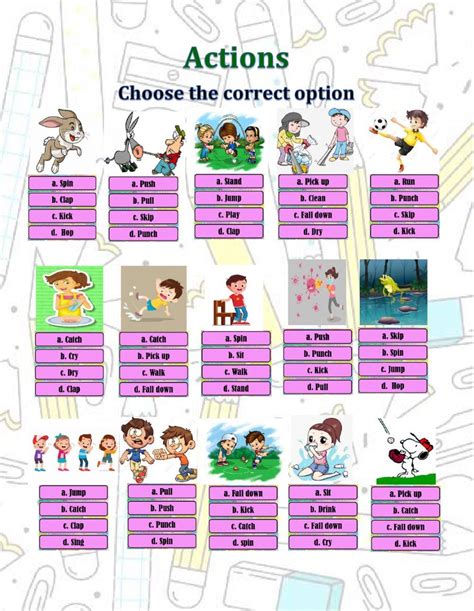 Actions Free Interactive Worksheets 329466
