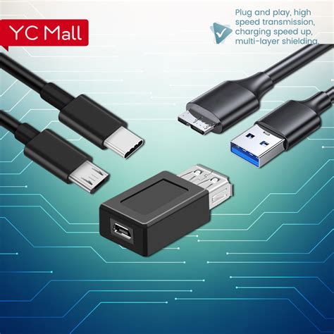 Usb To Micro B Data Cable And Usb Female To Micro Usb Female Adapter And Type C To Micro Usb