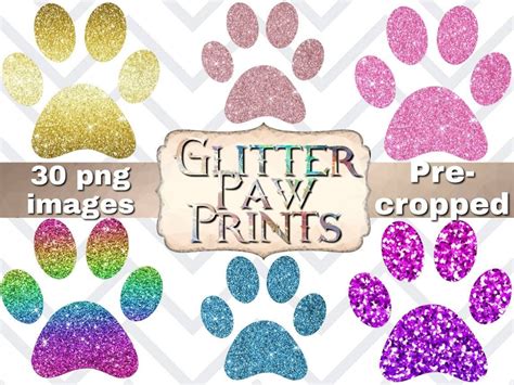 Glitter Pawprint Clipart Glitter Pawprint Digital Stickers Goodnotes