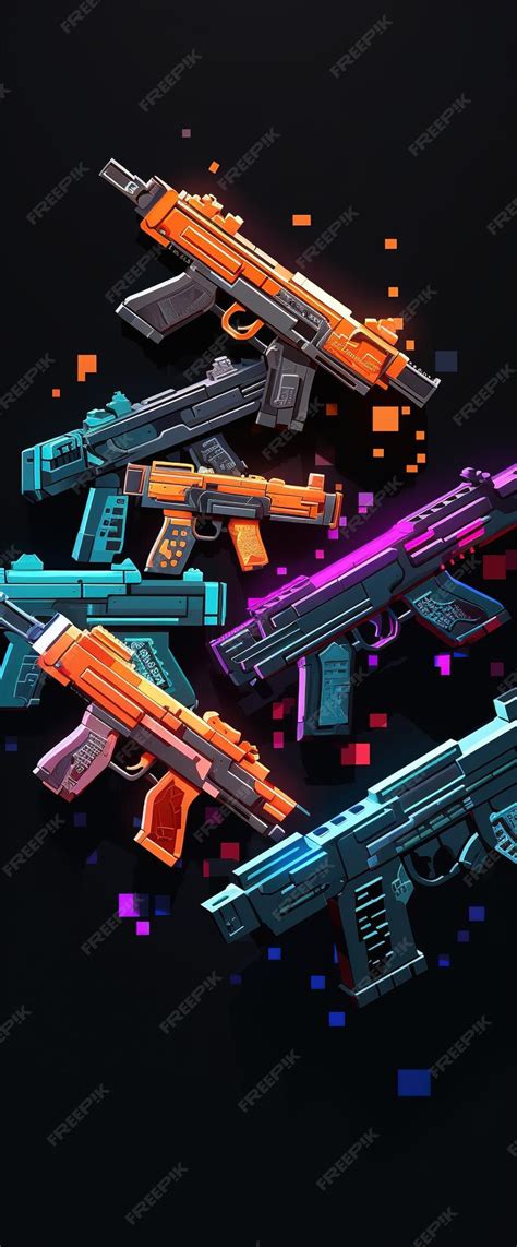 Premium Ai Image Military Arsenal Vector Illustration Of Weaponry Pattern Retro Revolvers