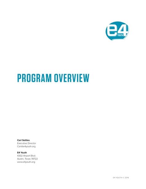 E4 Youth Program Overview Pdf