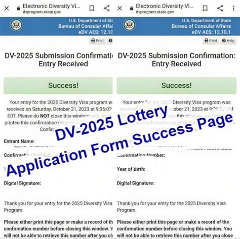 The Dv 2025 Lottery Application Form Success Page Lottery Results