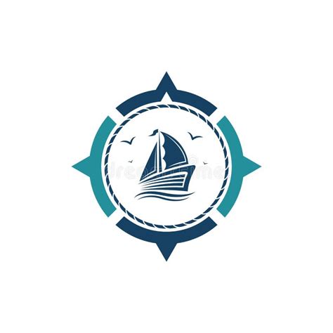 Compass And Boat Vintage Logo Stock Vector Illustration Of Logo Sail