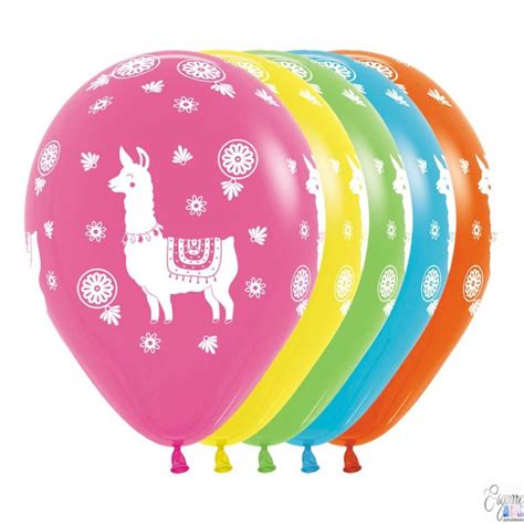 Llama Tropical Assorted Balloons Pack Of 10 Inflated Mon Tresor