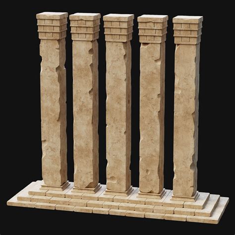 Ancient Monument Statue Column Collection 3d Model By Enterables