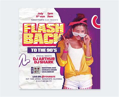 90s Throwback Party Flyers Retro 90s Party Flyer Template Psd By