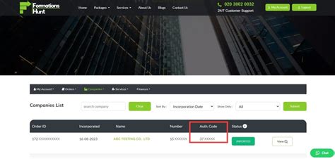 What Is A Webfiling Authentication Code Formations Hunt