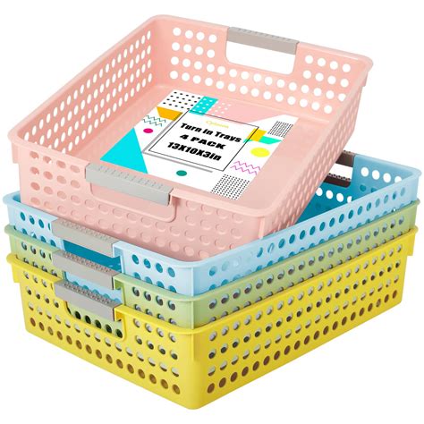 Cptoion Turn In Trays Classroom4 Pack Paper Trays For Classroomplastic Storage