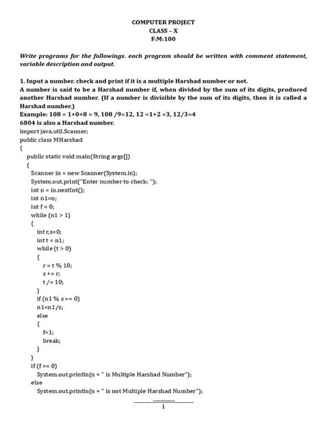 Java Programs For Class X Computer Project Pdf Integer Computer