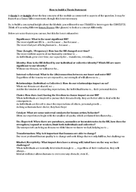 How To Build A Thesis Statement Human Experience How To Build A