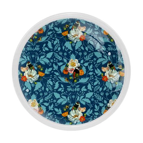 4 Pcs Retro Flowers Floral Knobs For Kitchen Cabinet Cupboard Dresser