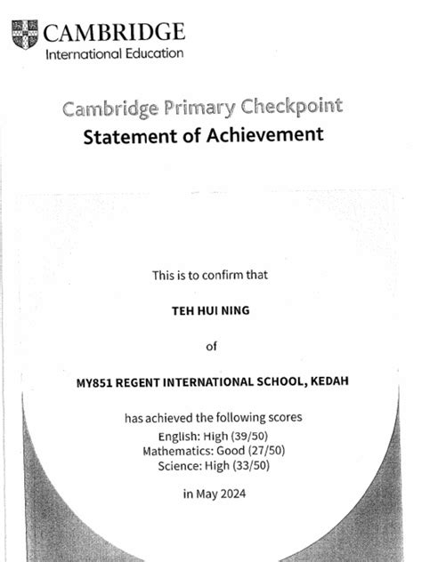 Ayden Lim And Teh Hui Ning Checkpoint Result Pdf