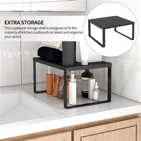 Black Cabinet Shelf Toaster Rack Stackable Sturdy Vicedeal