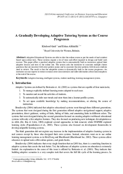 Pdf A Gradually Developing Adaptive Tutoring System As The Course Progresses