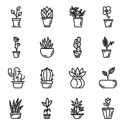 Pack Of Potted Plants Icons 16110916 Vector Art At Vecteezy