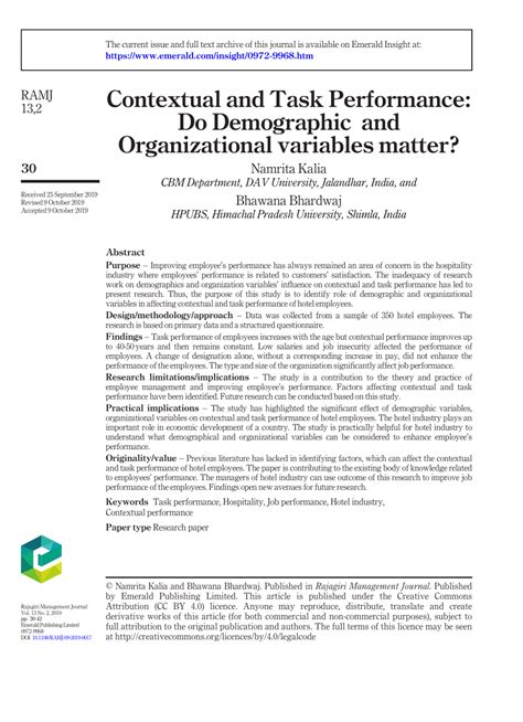Pdf Contextual And Task Performance Do Demographic And