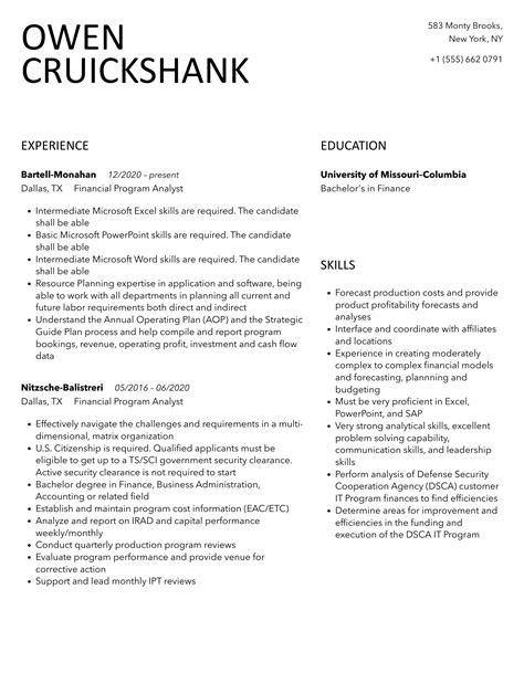 Financial Program Analyst Resume Samples Velvet Jobs