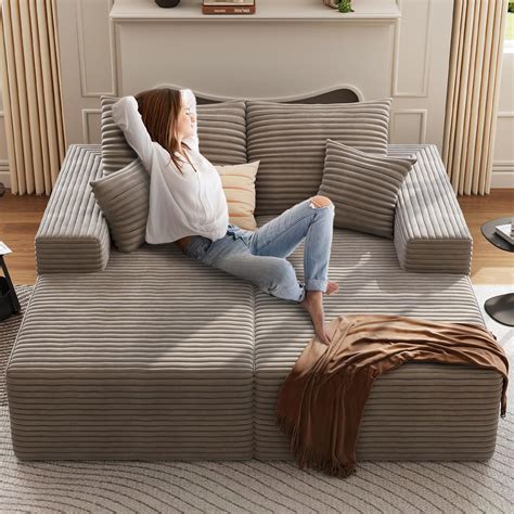 Oversized Double Chaise Lounges Indoor 74 8 Upholstered