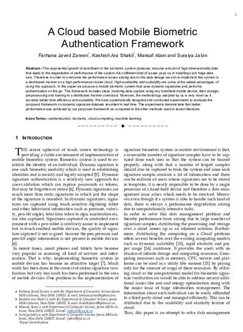 Pdf A Cloud Based Mobile Biometric Authentication Framework